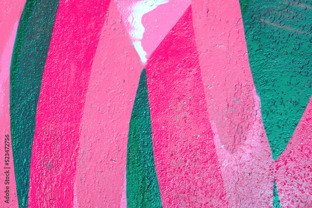 Closeup of colorful teal, pink and lime urban wall texture. Modern ...