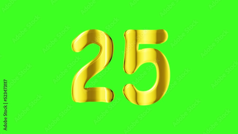 Golden 30 seconds Countdown 4K animation on Green screen background ...