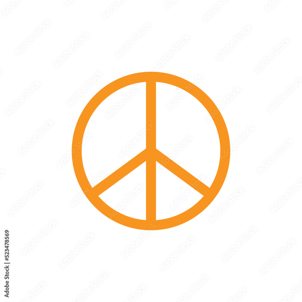 eps10 orange vector peace line art icon isolated on white background ...