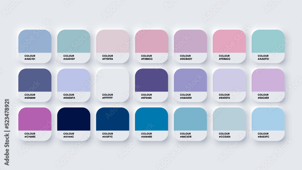 Pantone Pastel Colour Catalog Inspiration Samples in RGB Stock Vector ...