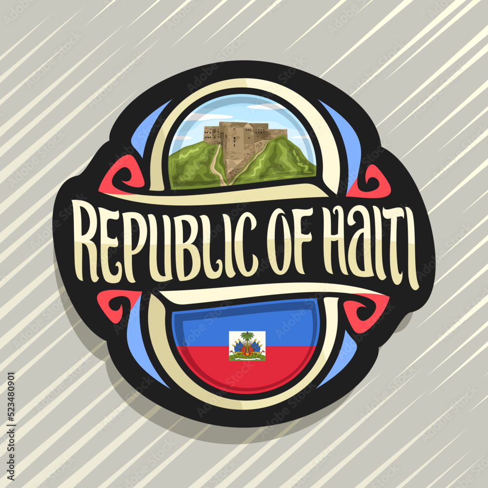 Vector logo for Republic of Haiti, fridge magnet with haitian state ...