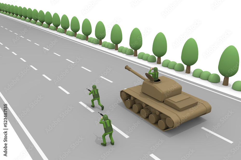 War on borders. military invasion. the scene of war. A soldier with a ...