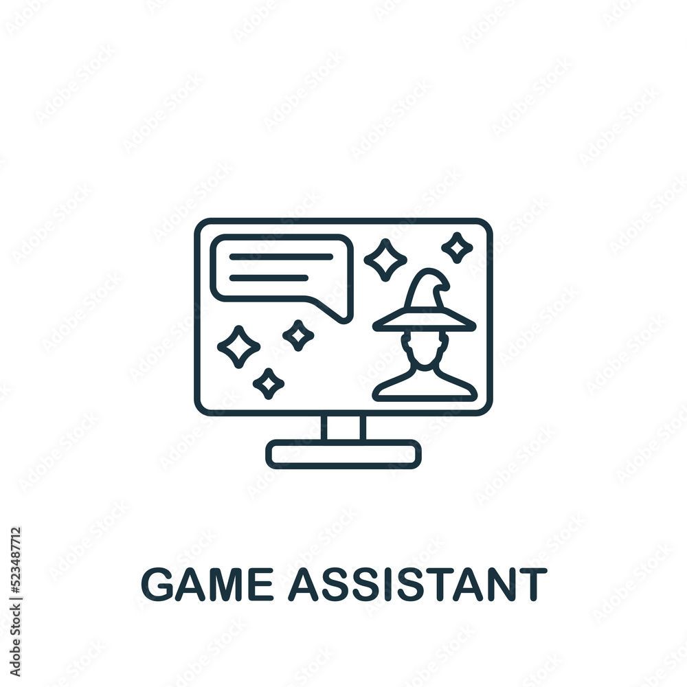 Game Assistant icon. Monochrome simple line Game Element icon for ...