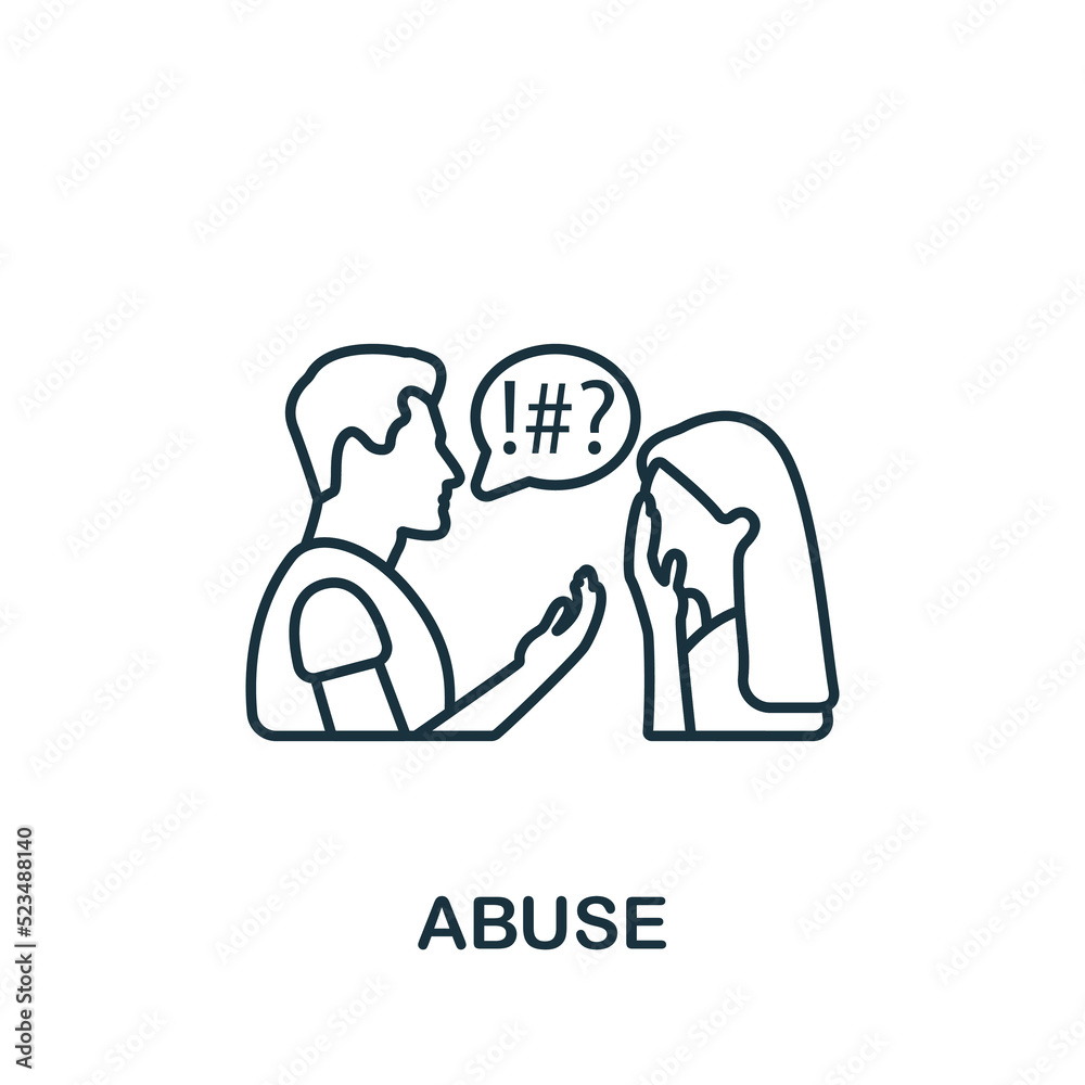 Abuse icon. Monochrome simple line Harassment icon for templates, web ...