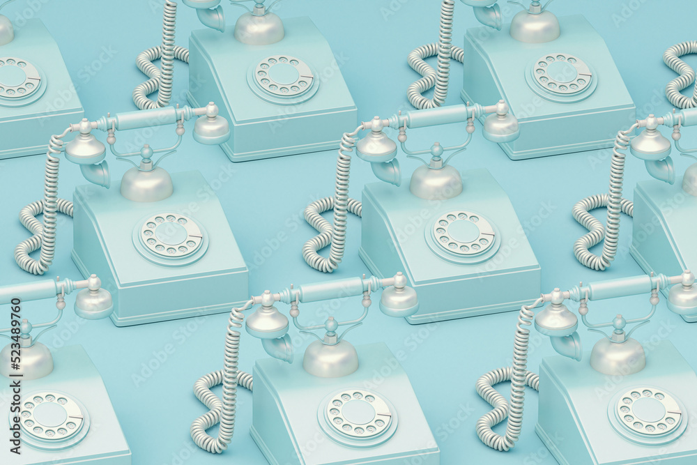Old vintage phone with twisted wires. Repeated objects pattern. Retro ...
