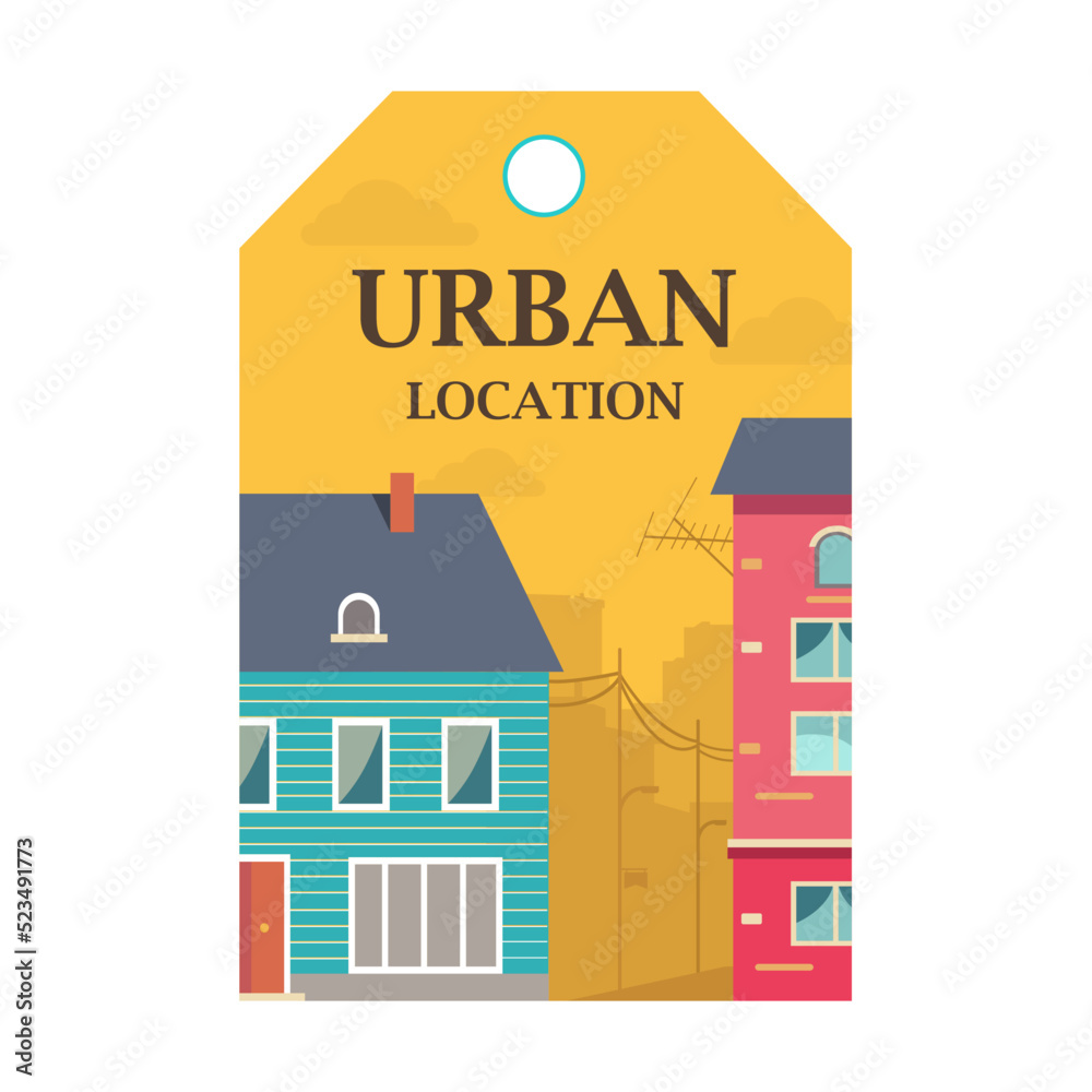 Colorful tag design for urban lifestyle ads vector illustration ...