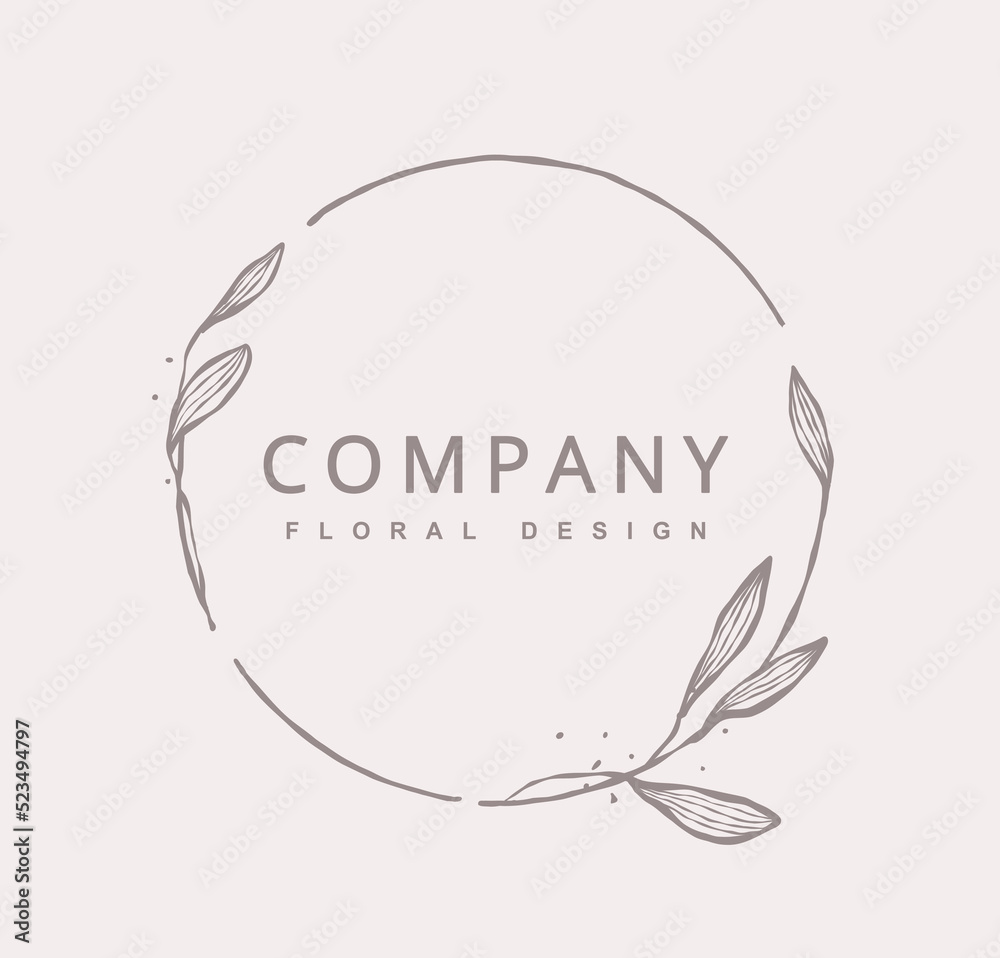 Elegant hand drawn floral frame. Logo template with flowers. Botanical ...