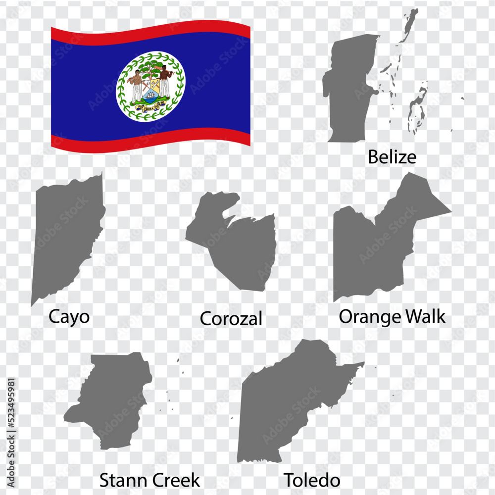 Six Maps Regions of Belize - alphabetical order with name. Every single ...