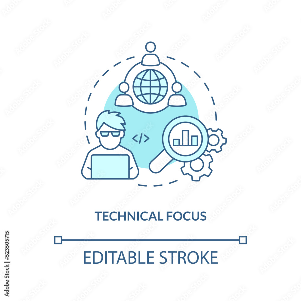 Technical focus turquoise concept icon. IT consulting for startup ...