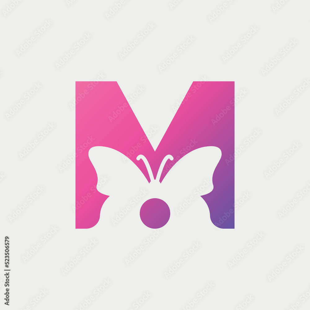 Butterfly Shaped Logo Design Consisting of Letter M Stock Vector ...
