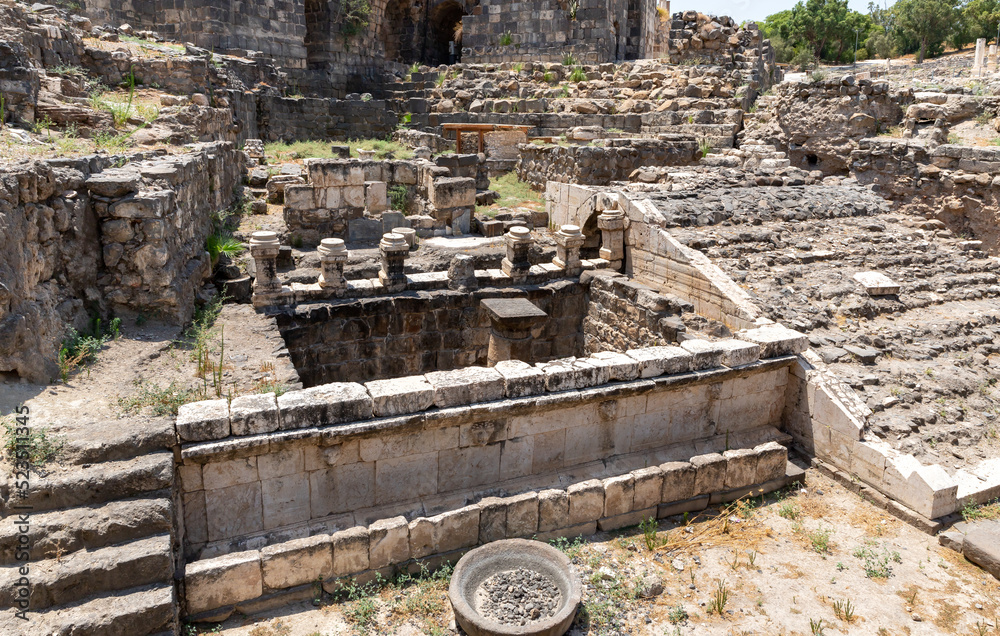 Partially restored ruins of one of the cities of the Decapolis - the ...