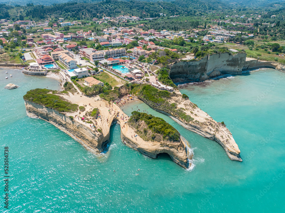 Aerial view of the promontory of Sidari in the northern part of the ...
