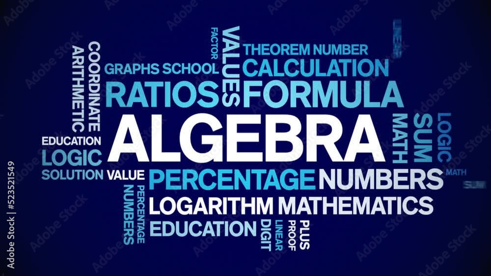 Algebra animated tag word cloud;text design animation kinetic ...