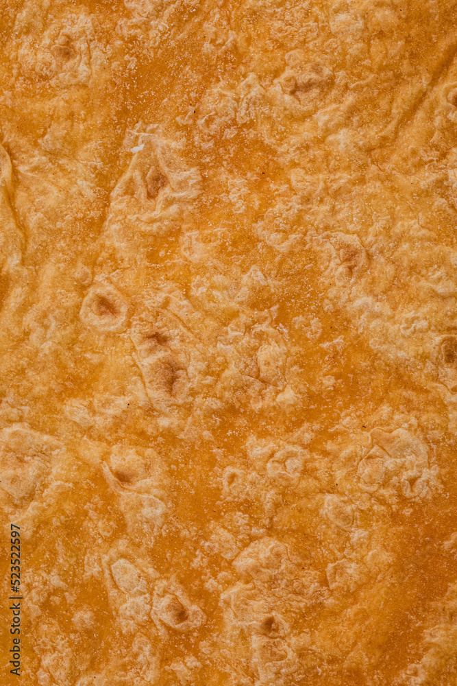 Tomato flavored wheat tortilla wraps. Spanish or Mexican circular ...