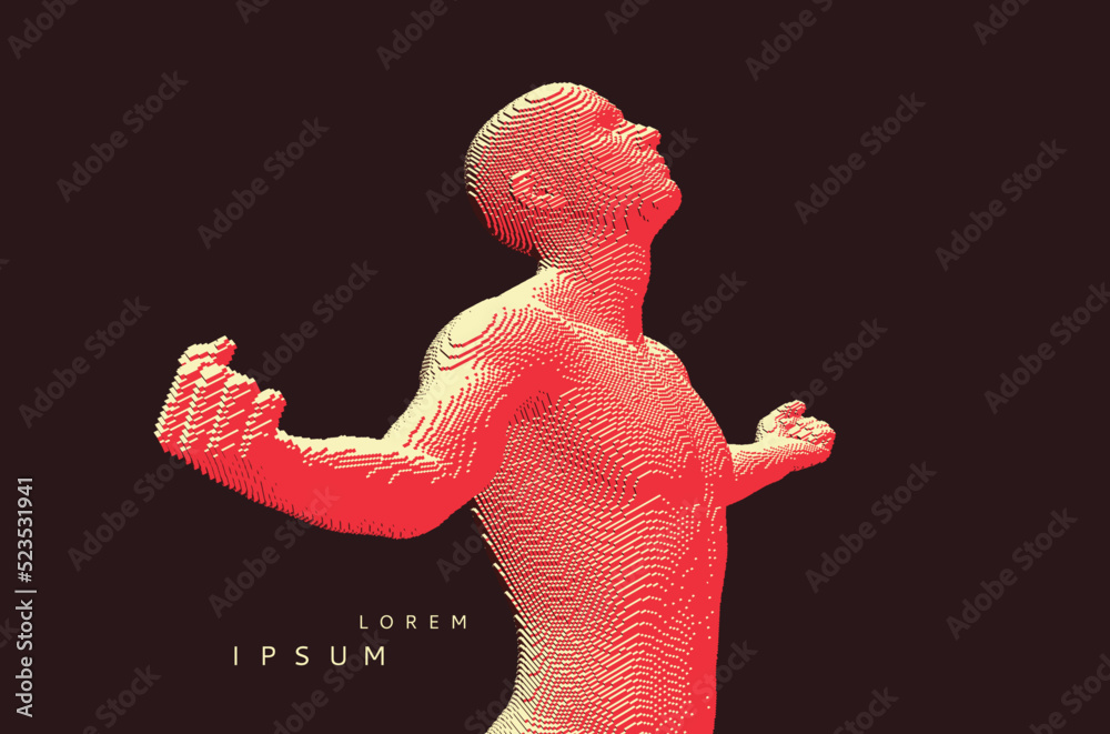 Champion raising both hands in the air as a true winner. Victory and ...