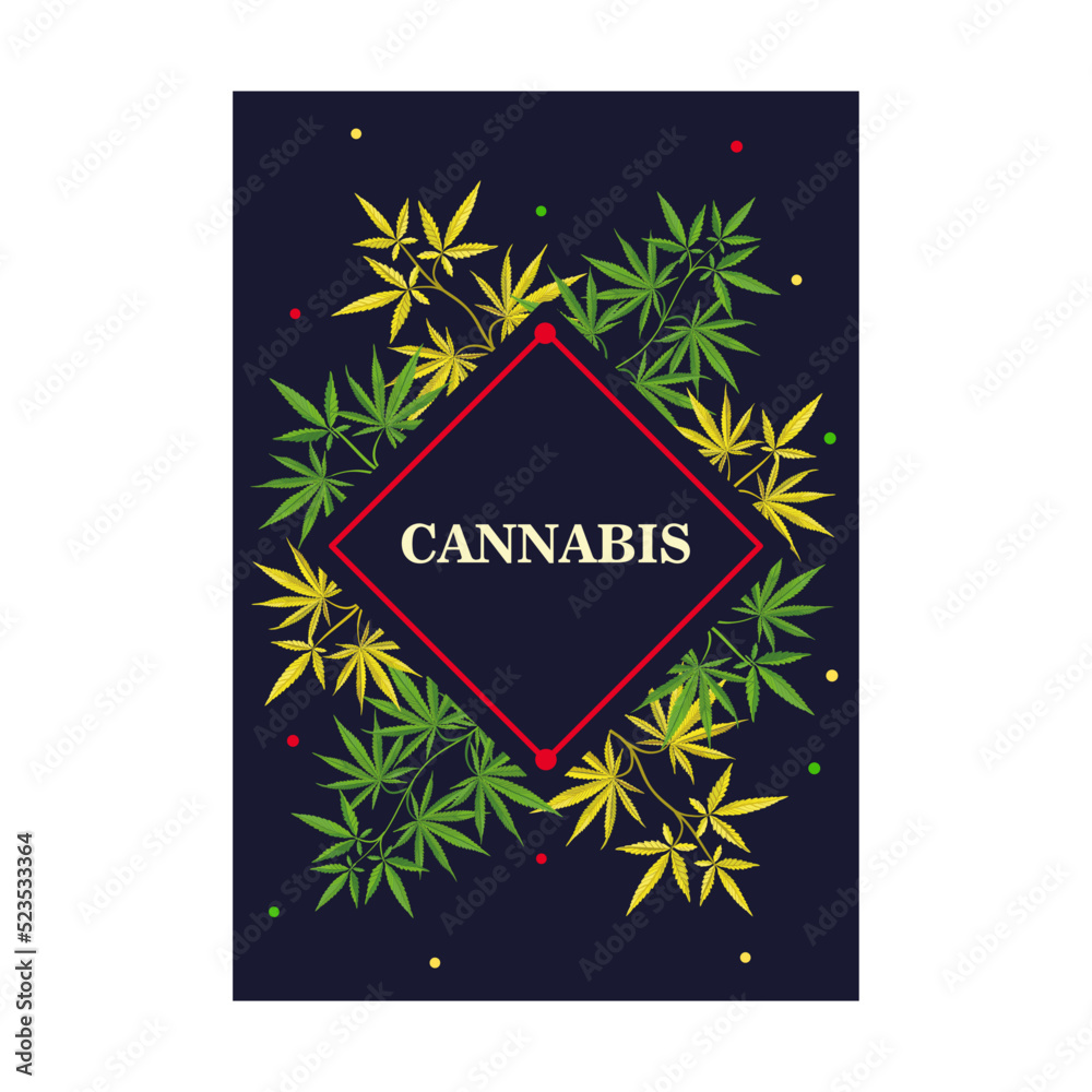 Advertising leaflet designs with marihuana plant. Brochure with ...