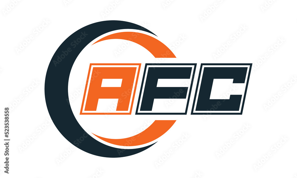 AFC three-letter circle logo design. custom font logo vector template ...