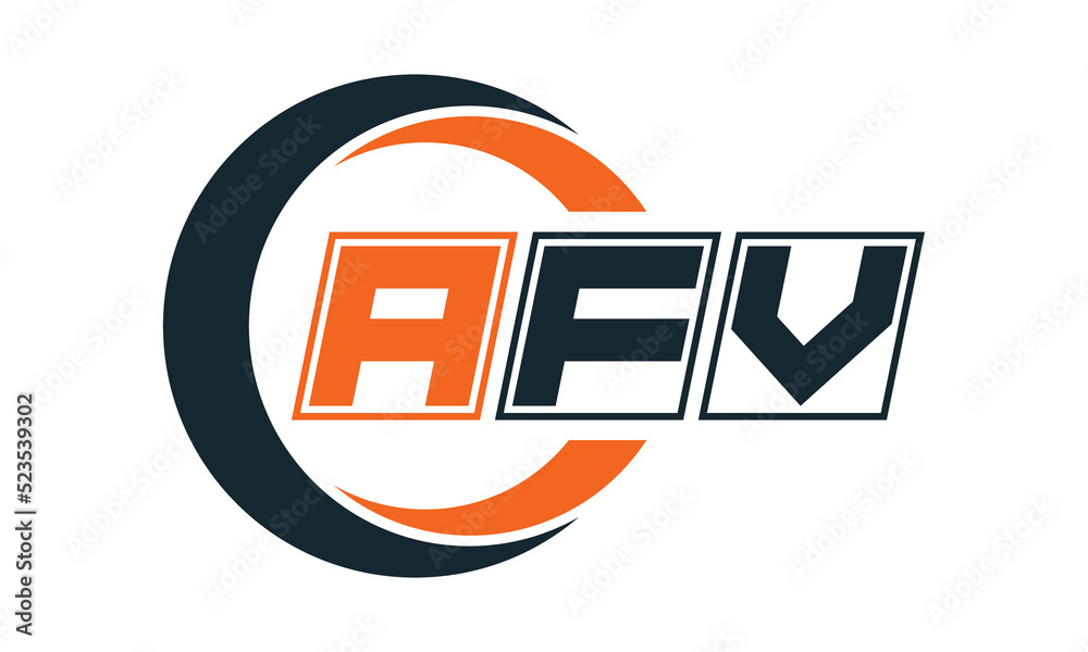 AFV three-letter circle logo design. custom font logo vector template ...