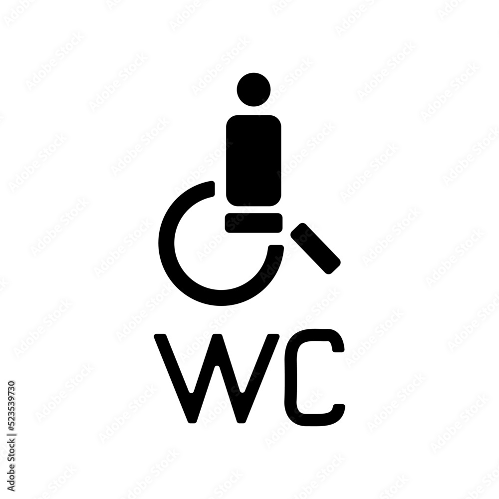 Wayfinding vector signs. Wc toilet signs. Black silhouettes of man in a ...