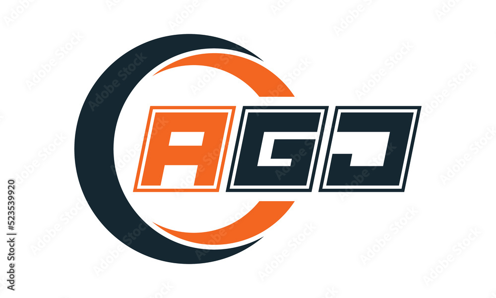 AGJ three-letter circle logo design. custom font logo vector template ...