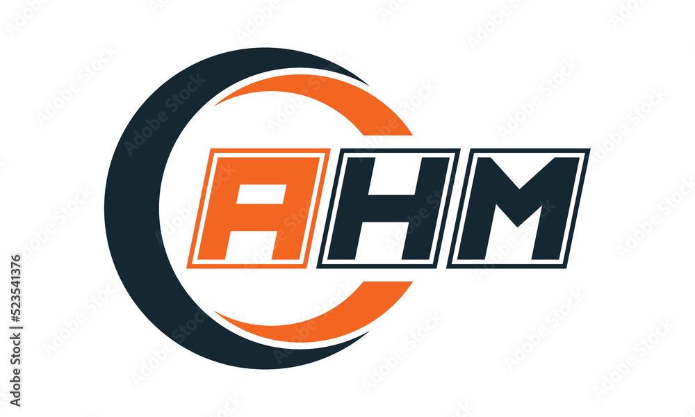 AHM three-letter circle logo design. custom font logo vector template | abstract logo | word ...