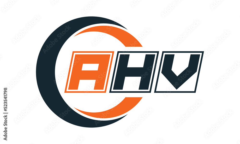 AHV three-letter circle logo design. custom font logo vector template ...