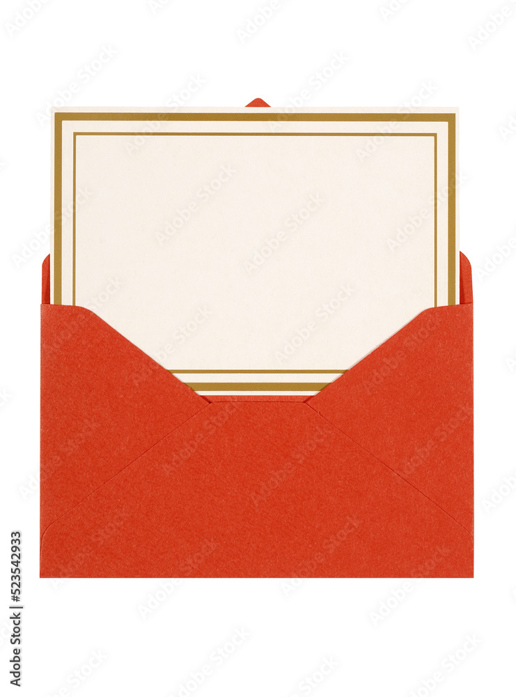 Invitation card with red envelope isolated transparent background photo ...