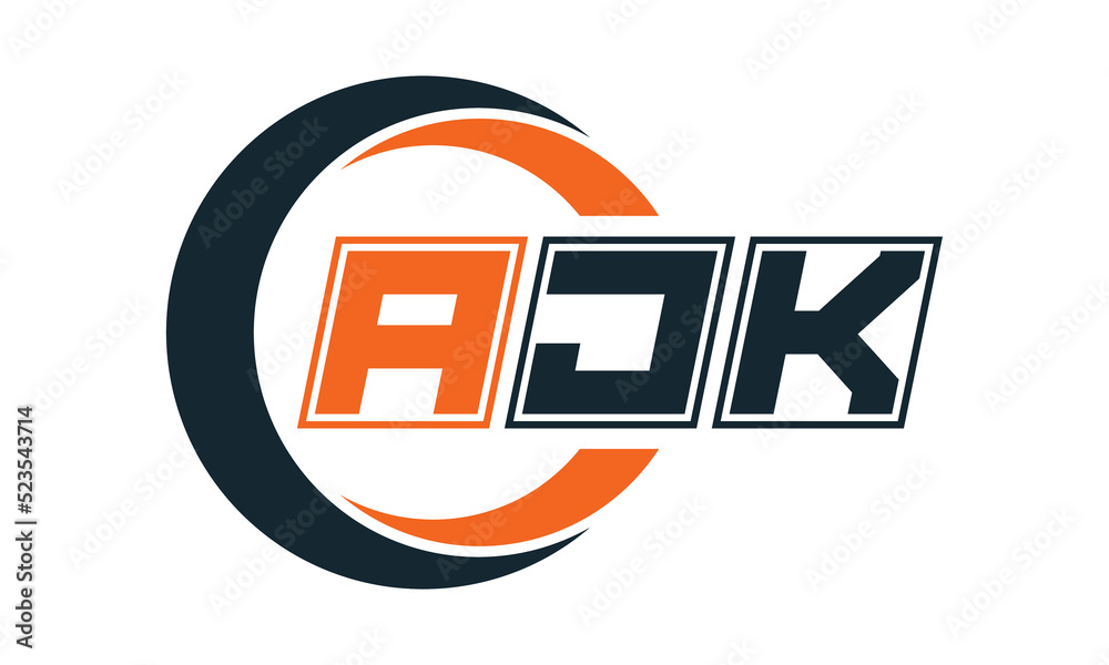 AJK three-letter circle logo design. custom font logo vector template ...