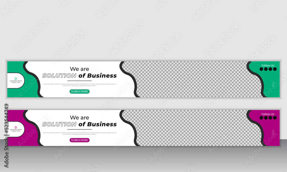 Creative modern YouTube channel banner designs template. Channel cover ...