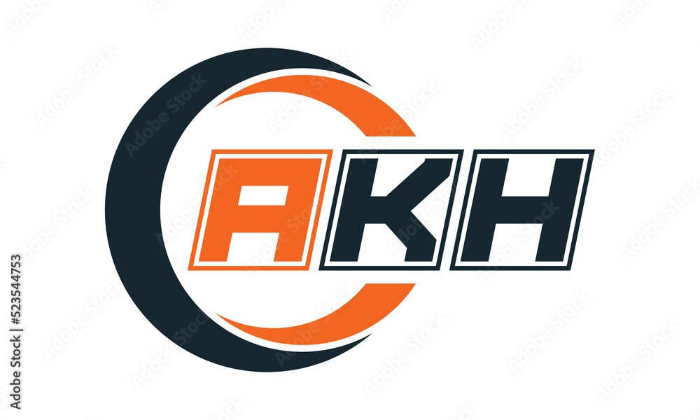 AKH three-letter circle logo design. custom font logo vector template ...