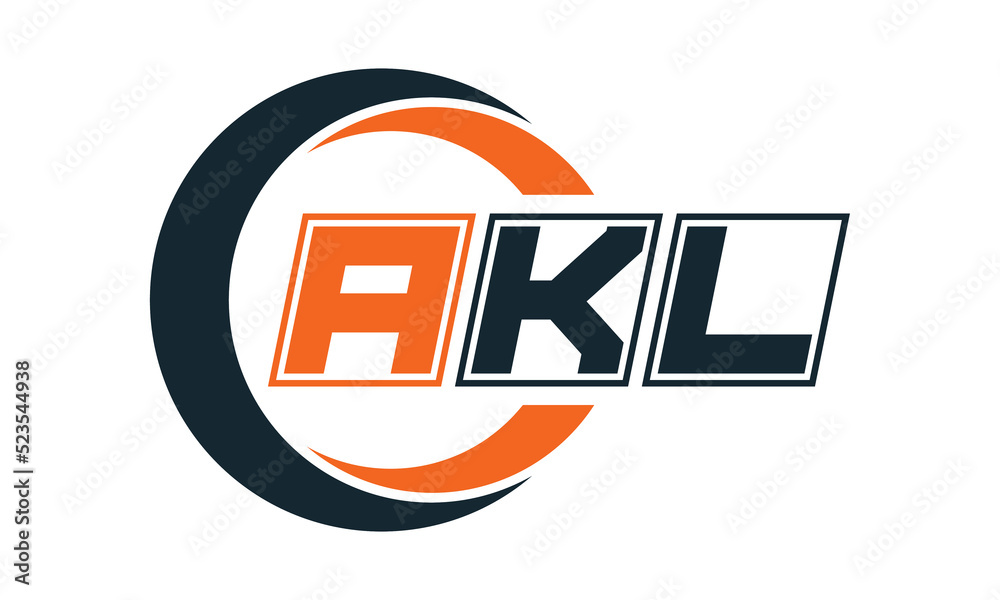 AKL three-letter circle logo design. custom font logo vector template ...