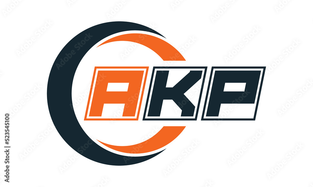 AKP three-letter circle logo design. custom font logo vector template ...