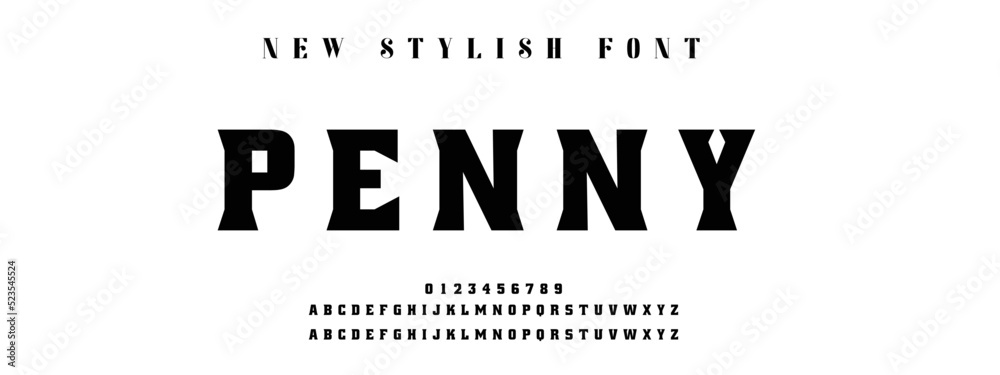 PENNY Sports minimal tech font letter set. Luxury vector typeface for ...