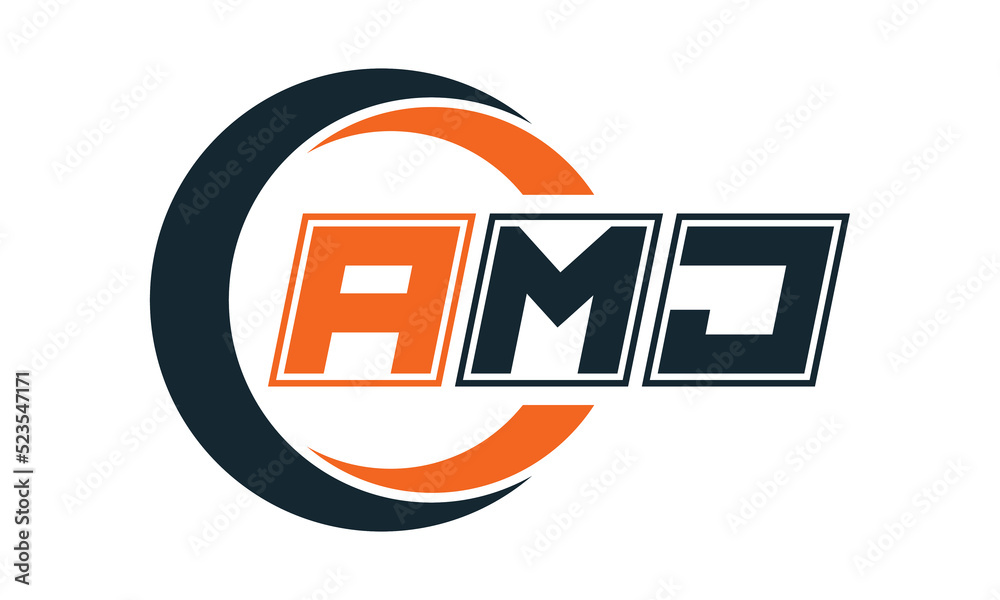 AMJ three-letter circle logo design. custom font logo vector template ...