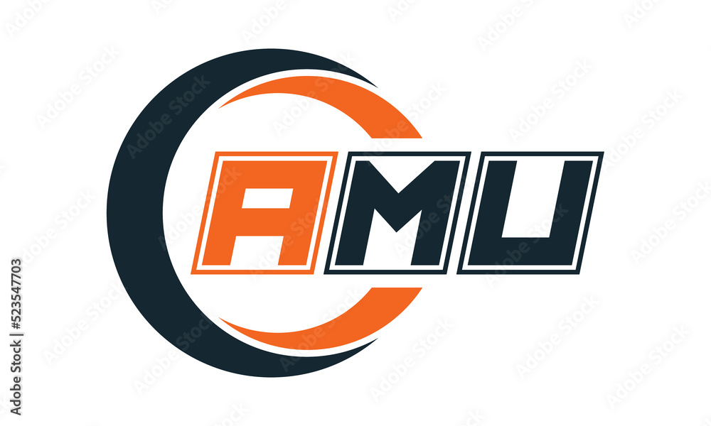 AMU three-letter circle logo design. custom font logo vector template ...