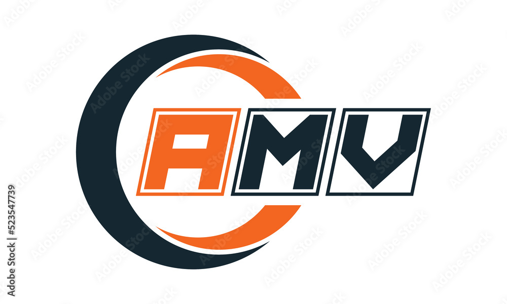 AMV three-letter circle logo design. custom font logo vector template ...