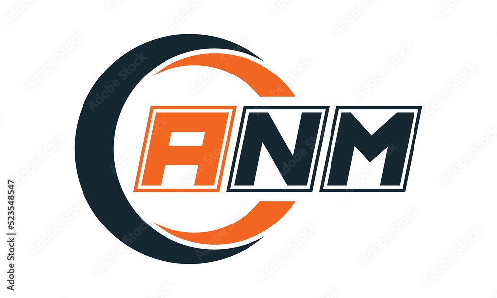 ANM three-letter circle logo design. custom font logo vector template ...