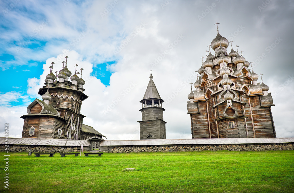 The wooden buildings of the ancient Russian architecture. The famous ...