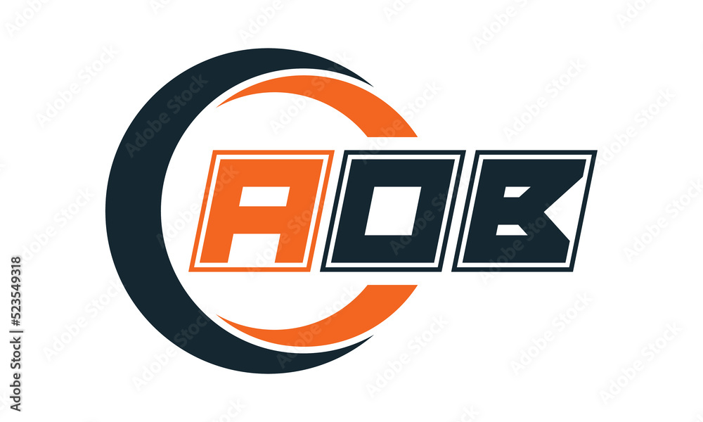 AOB three-letter circle logo design. custom font logo vector template ...