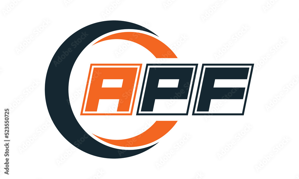 APF three-letter circle logo design. custom font logo vector template ...
