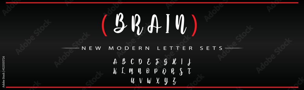 BRAIN Elegant alphabet letters font and number. Classic Lettering ...