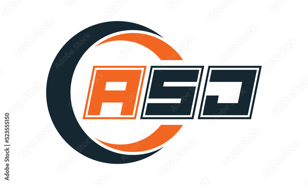 ASJ three-letter circle logo design. custom font logo vector template ...