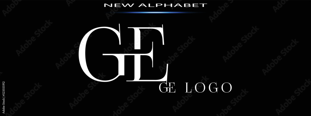 Monogram GE LOGO Abstract Fashion font alphabet. Minimal modern urban ...