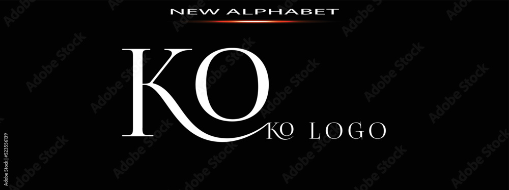Monogram KO LOGO Abstract Fashion font alphabet. Minimal modern urban ...