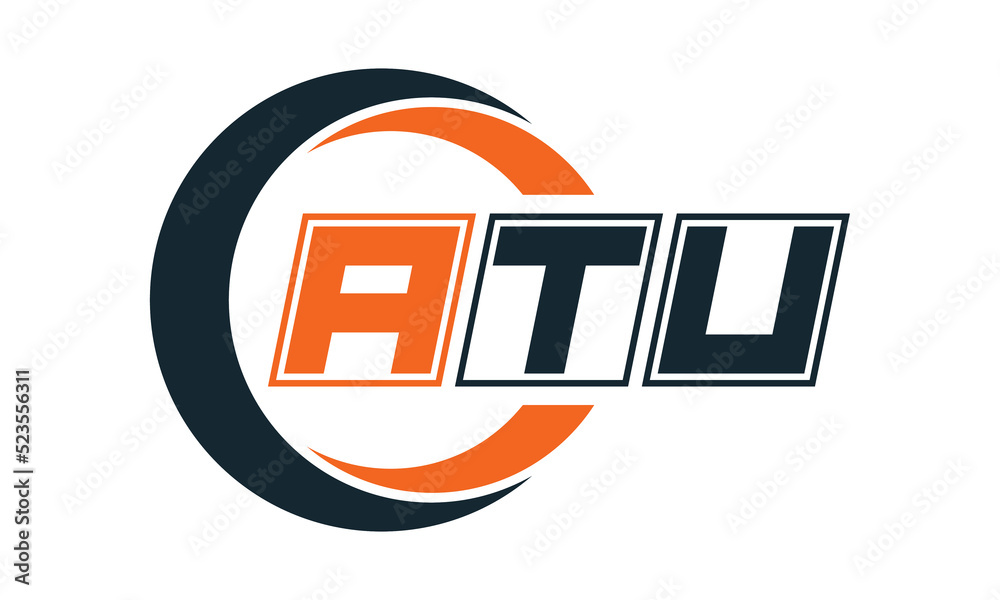 ATU three-letter circle logo design. custom font logo vector template ...