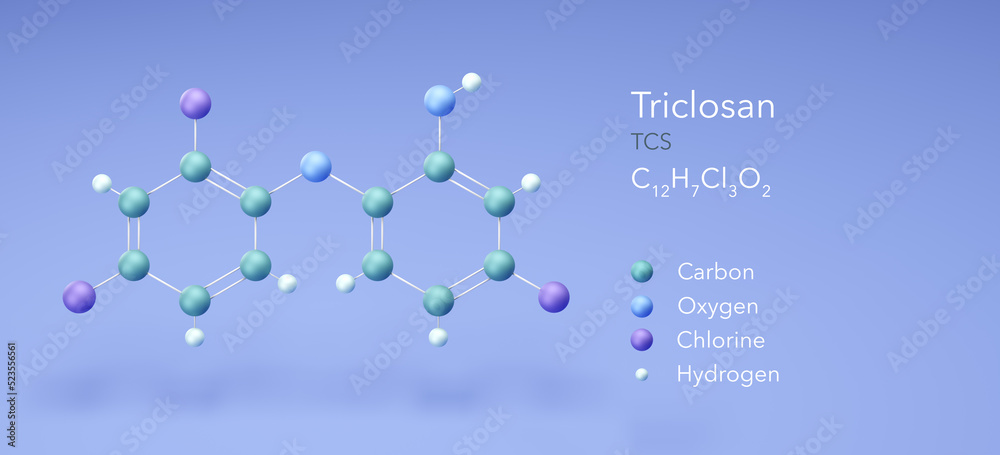 triclosan, tcs, antibacterial and antifungal agent, molecular ...