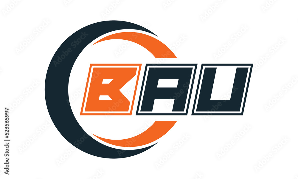 BAU three-letter circle logo design. custom font logo vector template ...