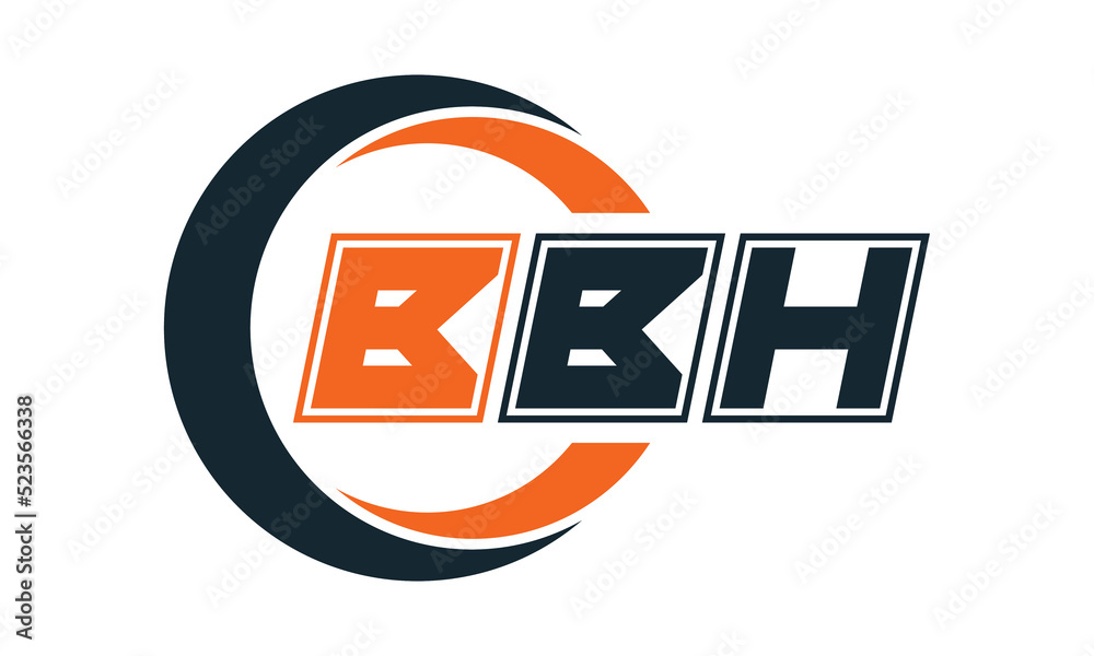 BBH three-letter circle logo design. custom font logo vector template ...