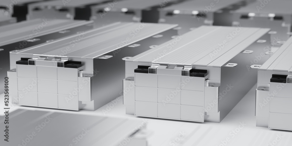 Electric vehicle lithium ion rechargeable battery module inside metal ...