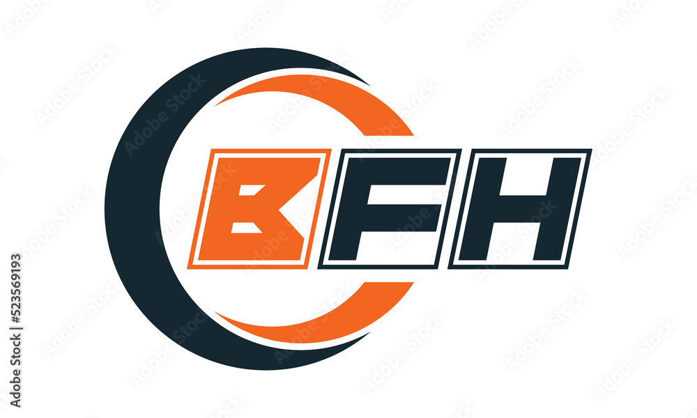 BFH three-letter circle logo design. custom font logo vector template ...